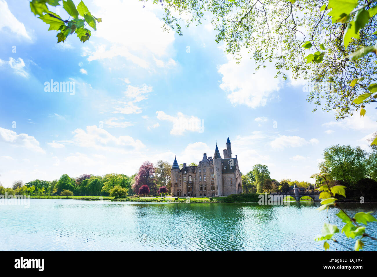 Beautiful view of Bornem Castle on the river Stock Photo - Alamy