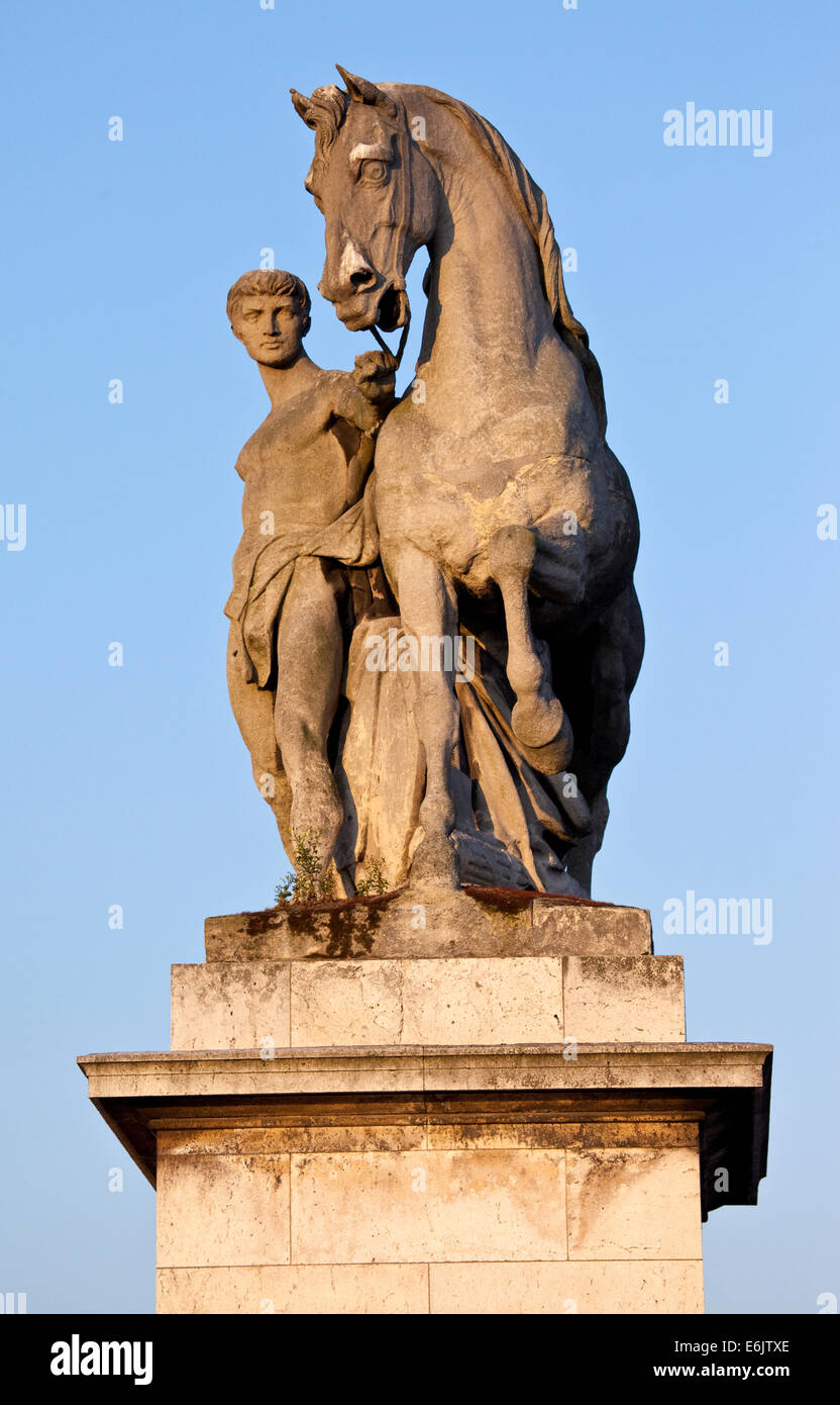 One of the statues on Pont d'lena (Jena Bridge) in Paris, France Stock ...