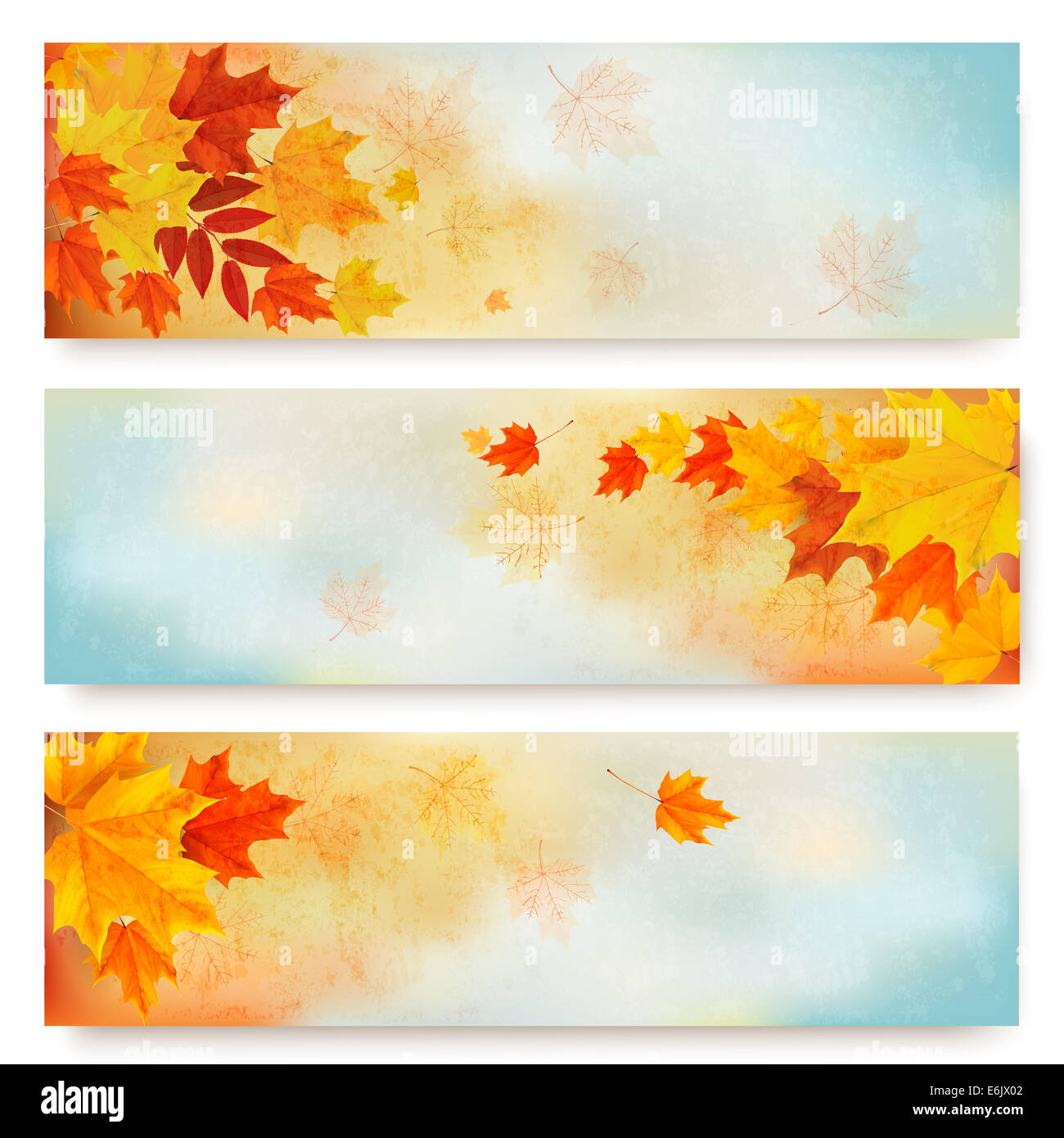 Three abstract autumn banners with color leaves. Vector Stock Photo - Alamy