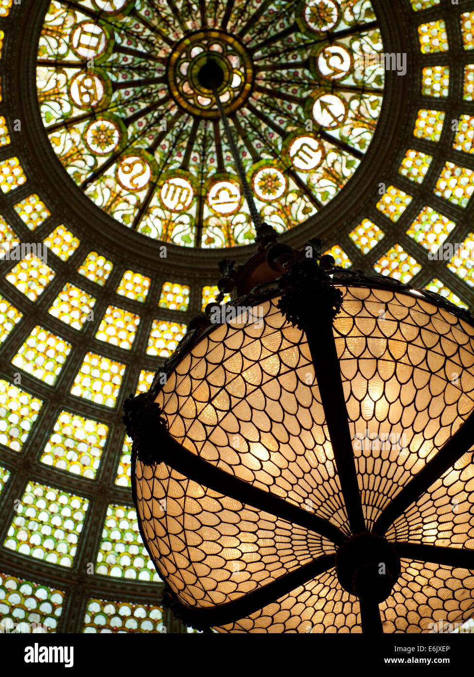 The world's largest Tiffany glass dome in Preston Bradley Hall of the ...