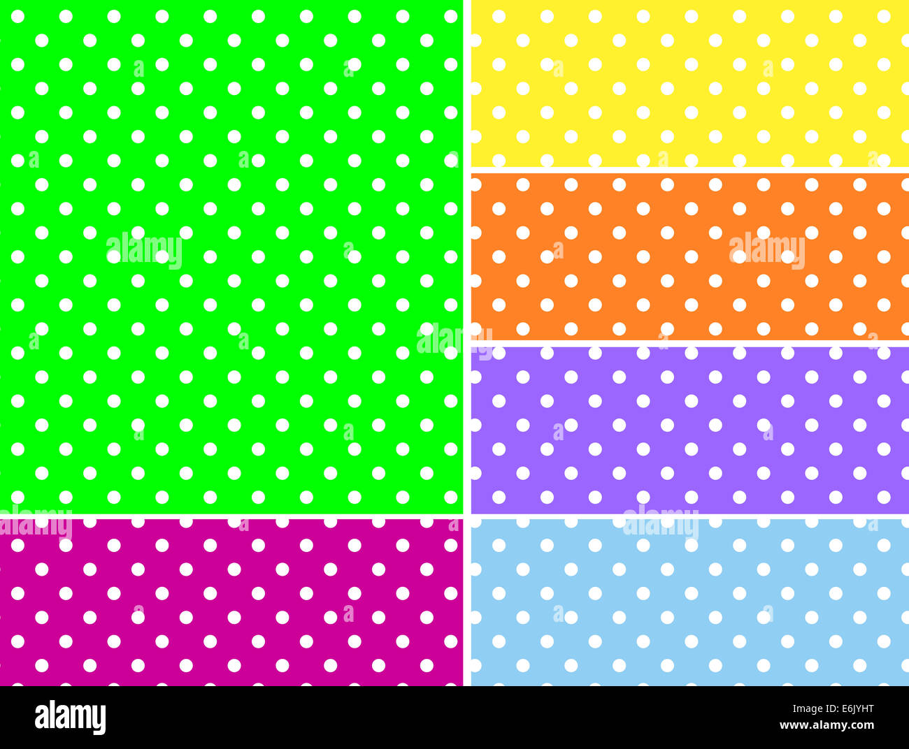 Jpg. Dotted swatches in six spring colors Stock Photo - Alamy