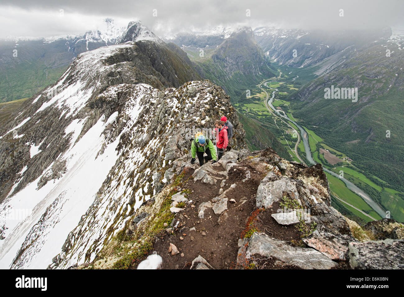 The view from the Romsdalseggen ridge hike in Romsdal, Norway Stock ...