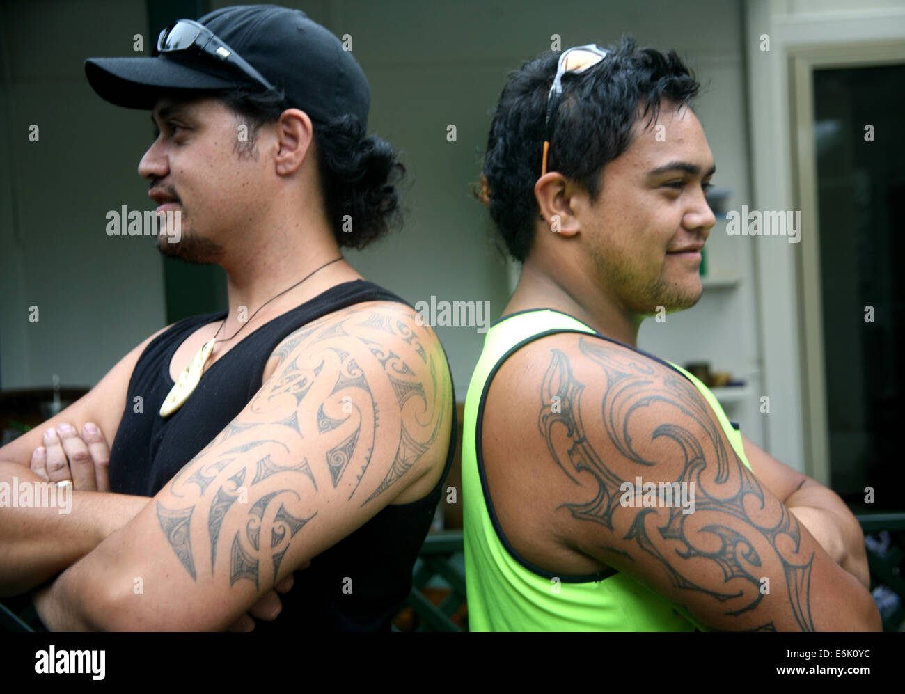 Two young maori men tattoos hi-res stock photography and images - Alamy