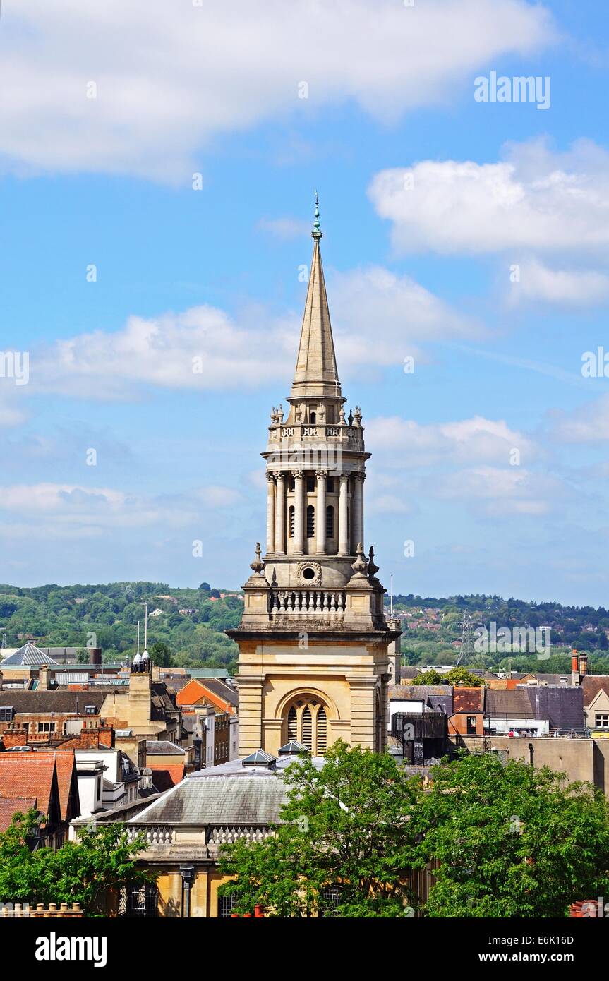 Elevated view of Lincoln College Library spire seen from the University ...