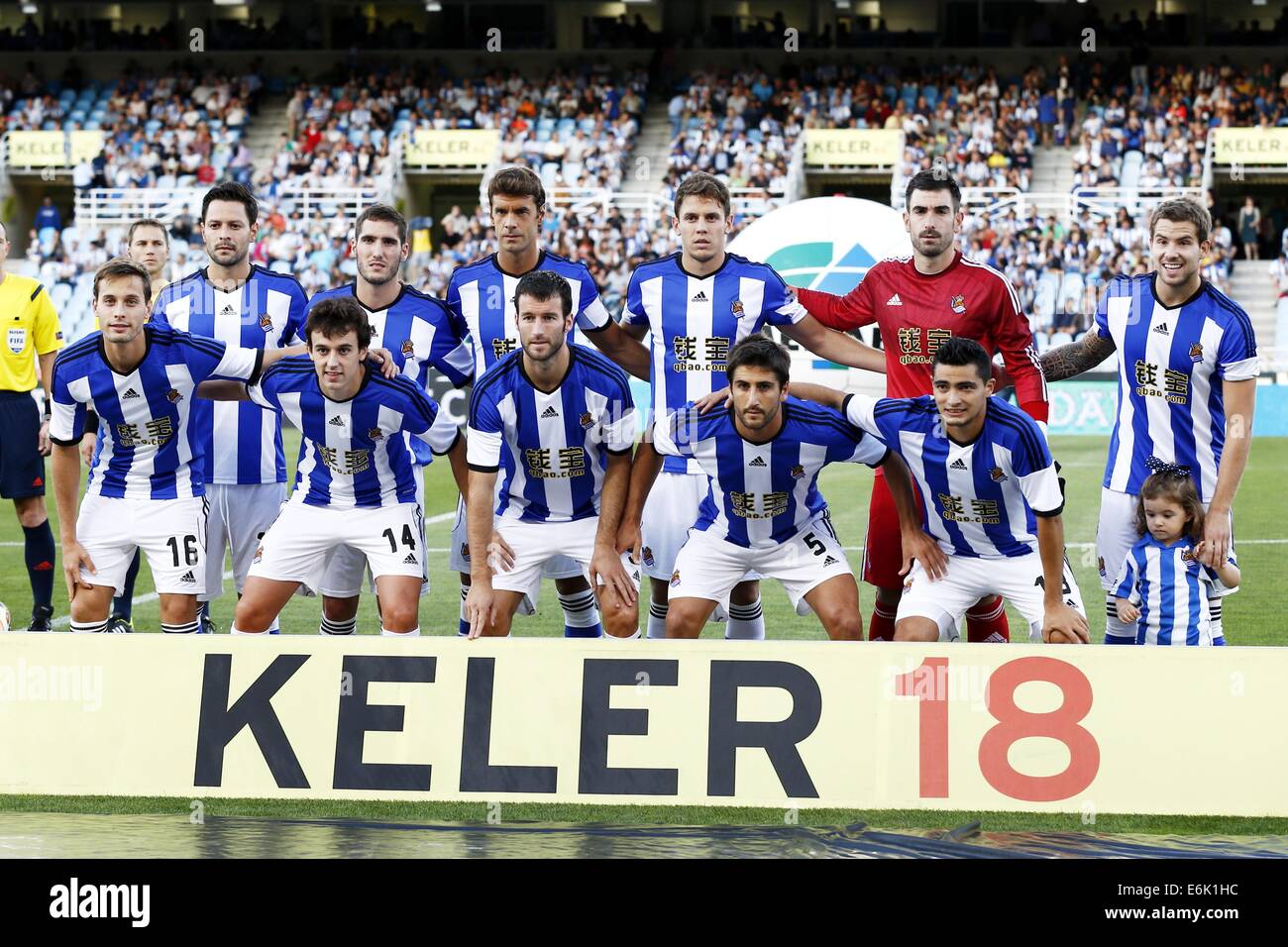 San Sebastian, Spain. 21st Aug, 2014. Real Sociedad team group line-up ...