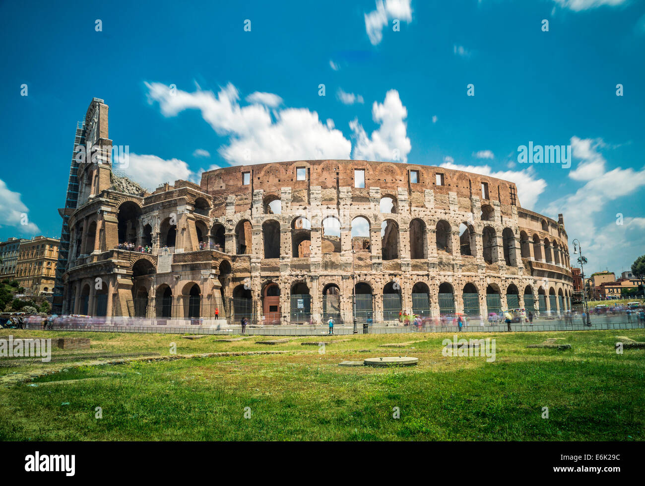 The Colosseum in Rome. Green grass Stock Photo - Alamy
