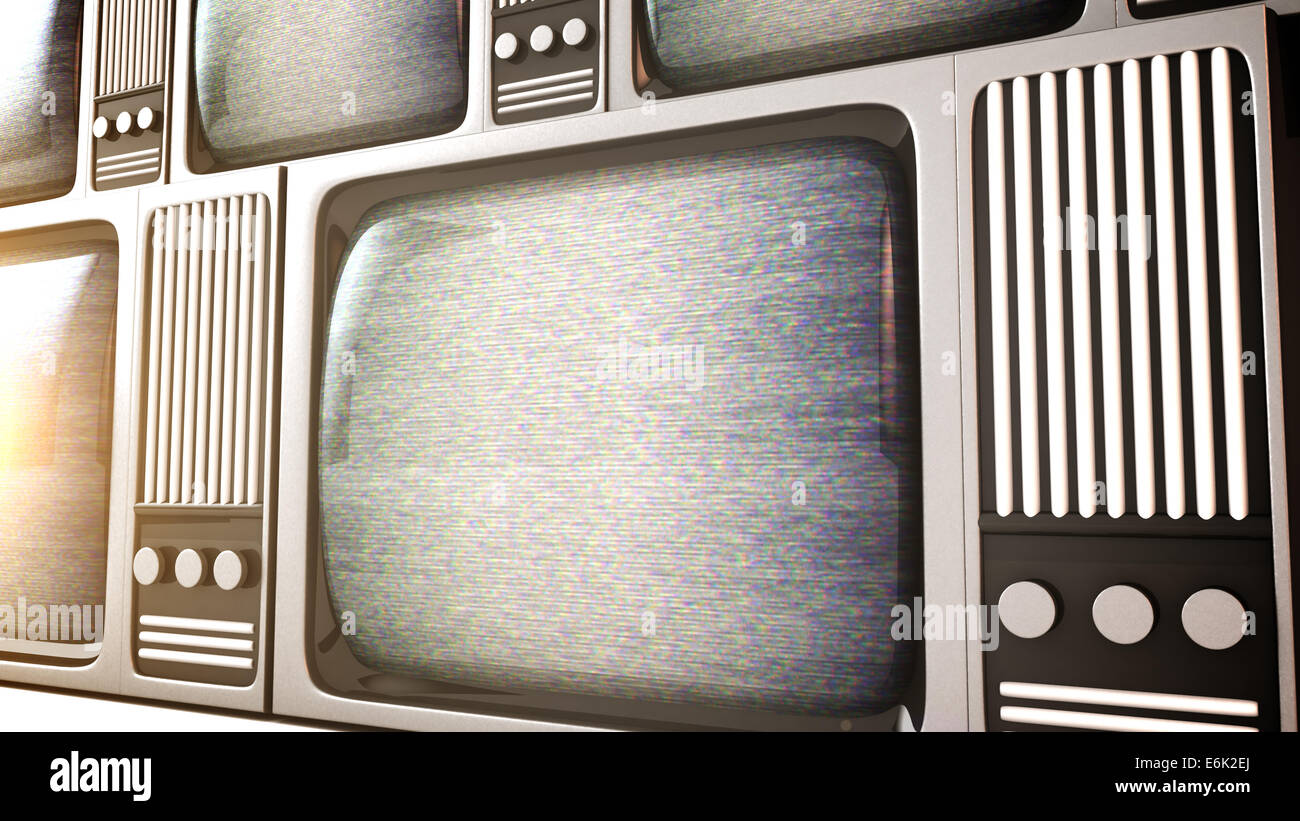 3D render of Retro television equipment noise display screen Stock ...