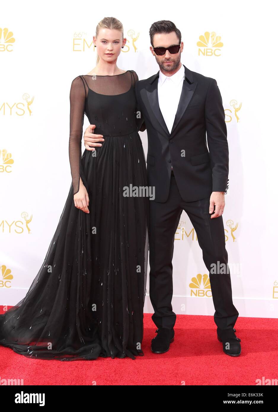 Los Angeles, CA, USA. 25th Aug, 2014. Behati Prinsloo, Adam Levine at ...