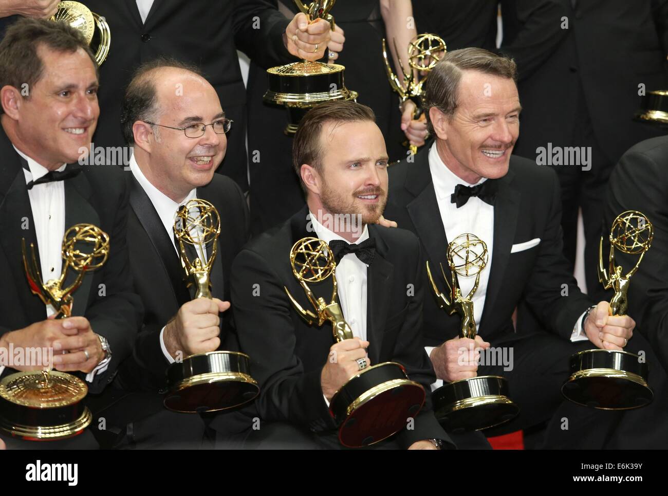 Los Angeles, CA, USA. 25th Aug, 2014. Aaron Paul, Byran Cranston ...