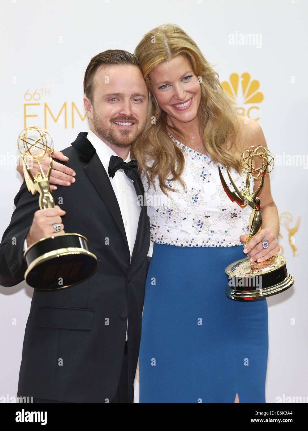 Los Angeles, CA, USA. 25th Aug, 2014. Aaron Paul, Anna Gunn Outstanding ...