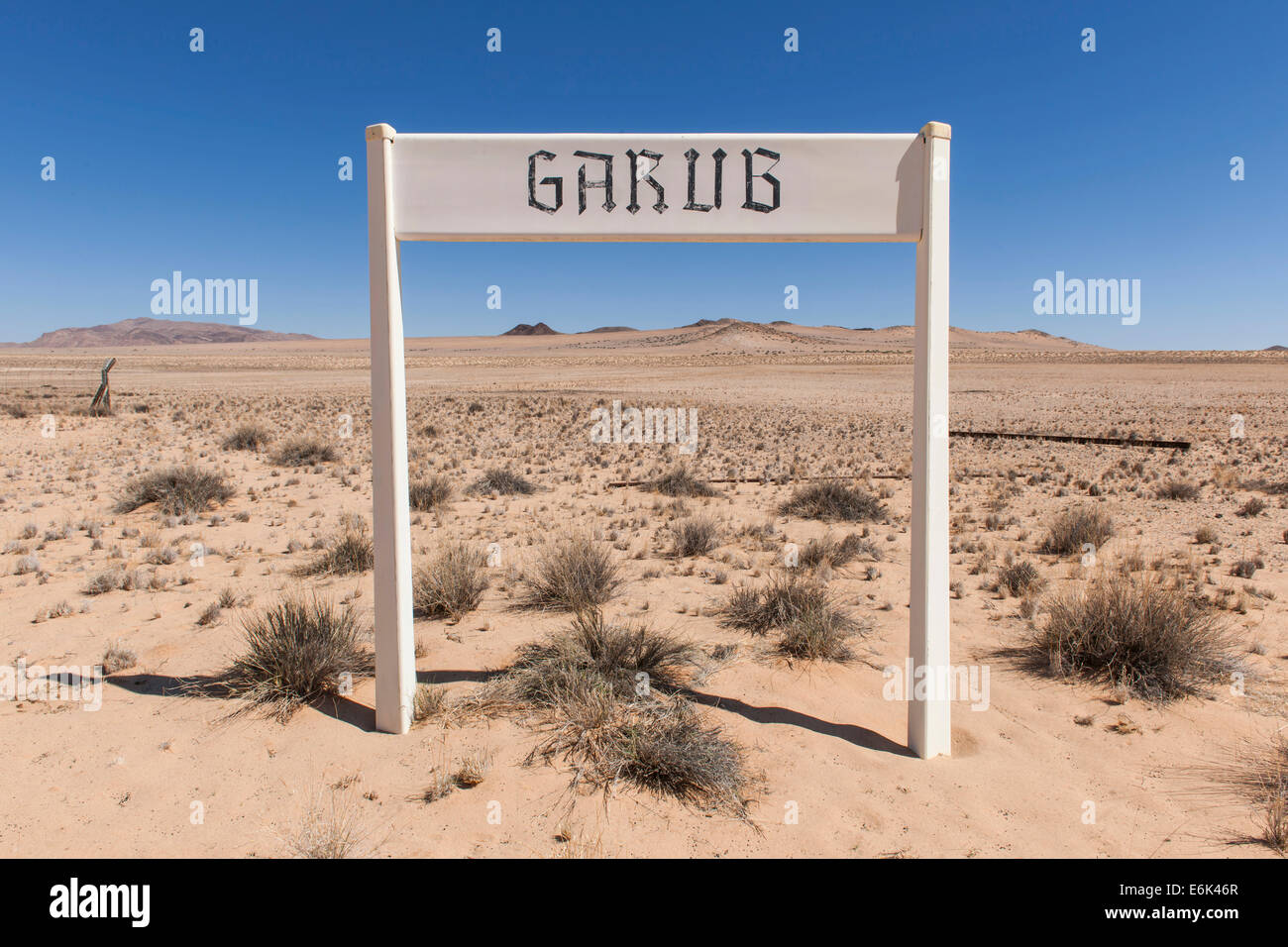 Sign of the Garub train station from the German colonial period, in the ...