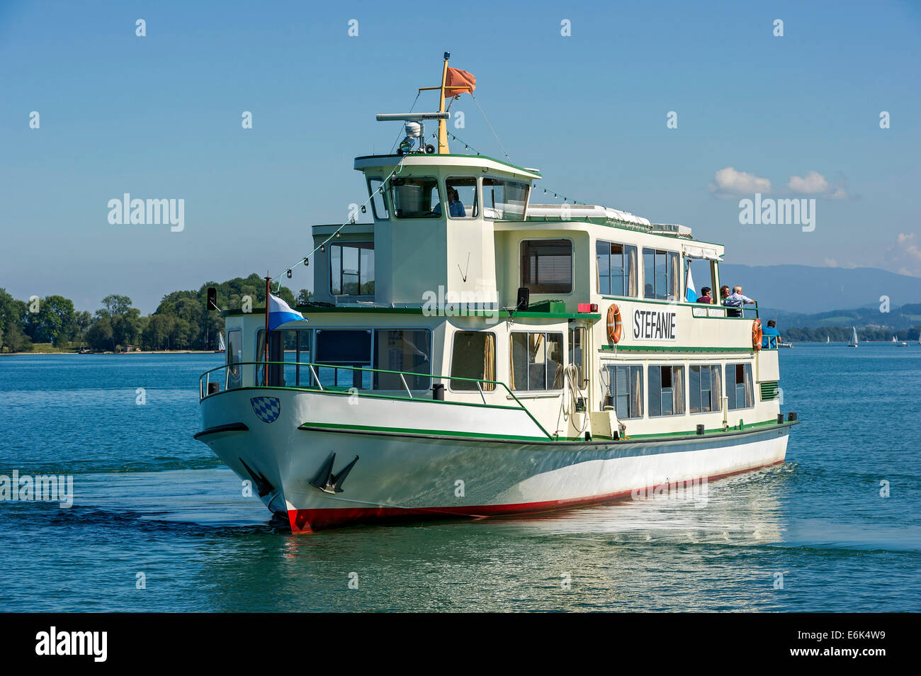 Excursion boat Stefanie of Chiemsee shipping, Chiemsee, Chiemgau, Upper ...