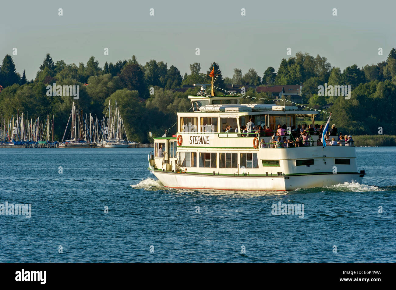 Excursion boat Stefanie of Chiemsee shipping, Chiemsee, Chiemgau, Upper ...