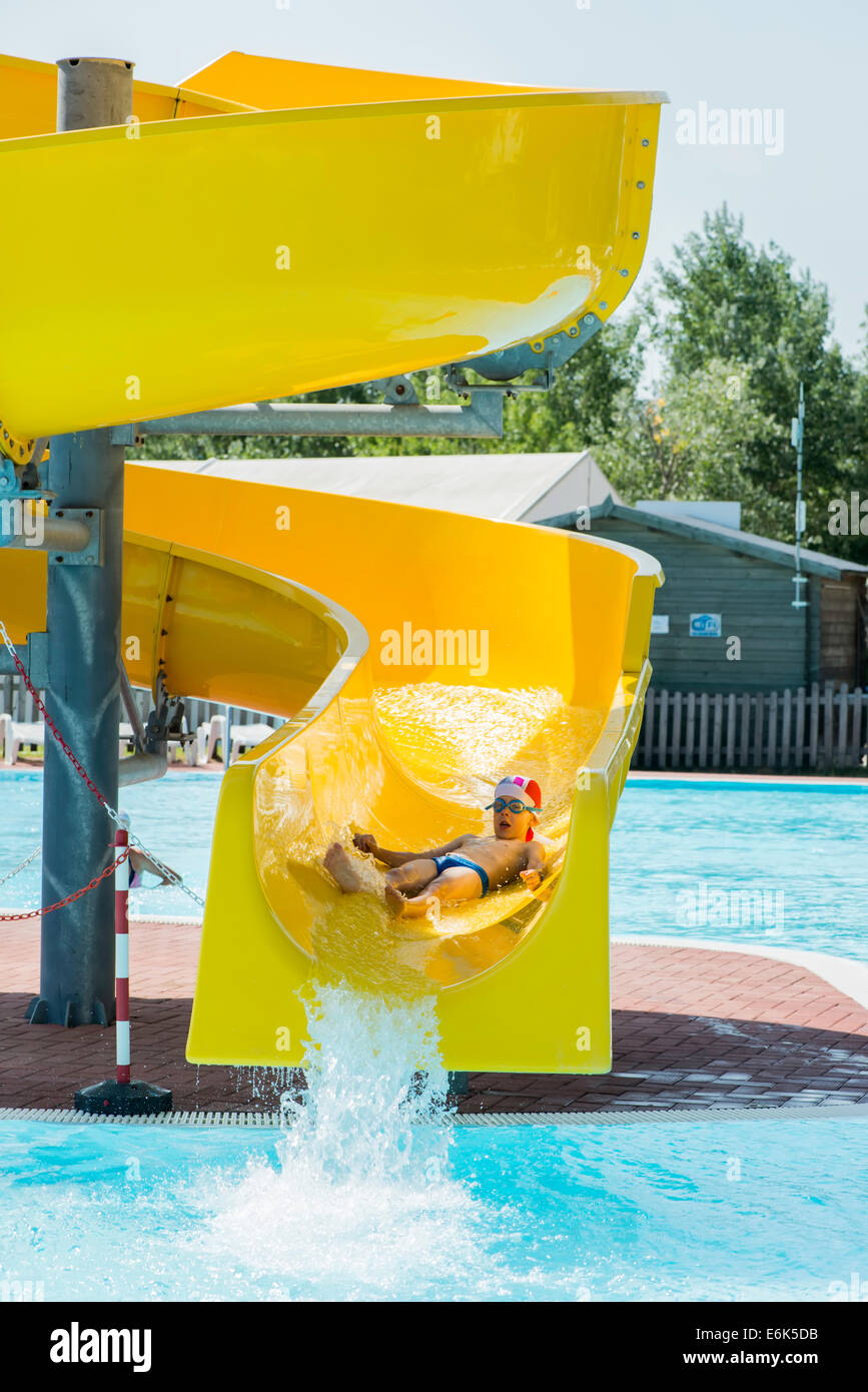 Children water park slide down hi-res stock photography and images - Alamy