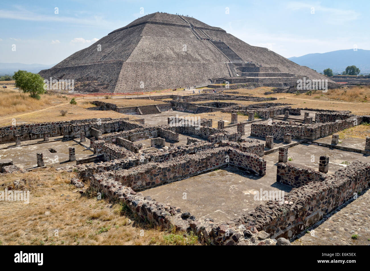 Pyramid del Sol or Pyramid of the Sun, with remains of ancillary ...