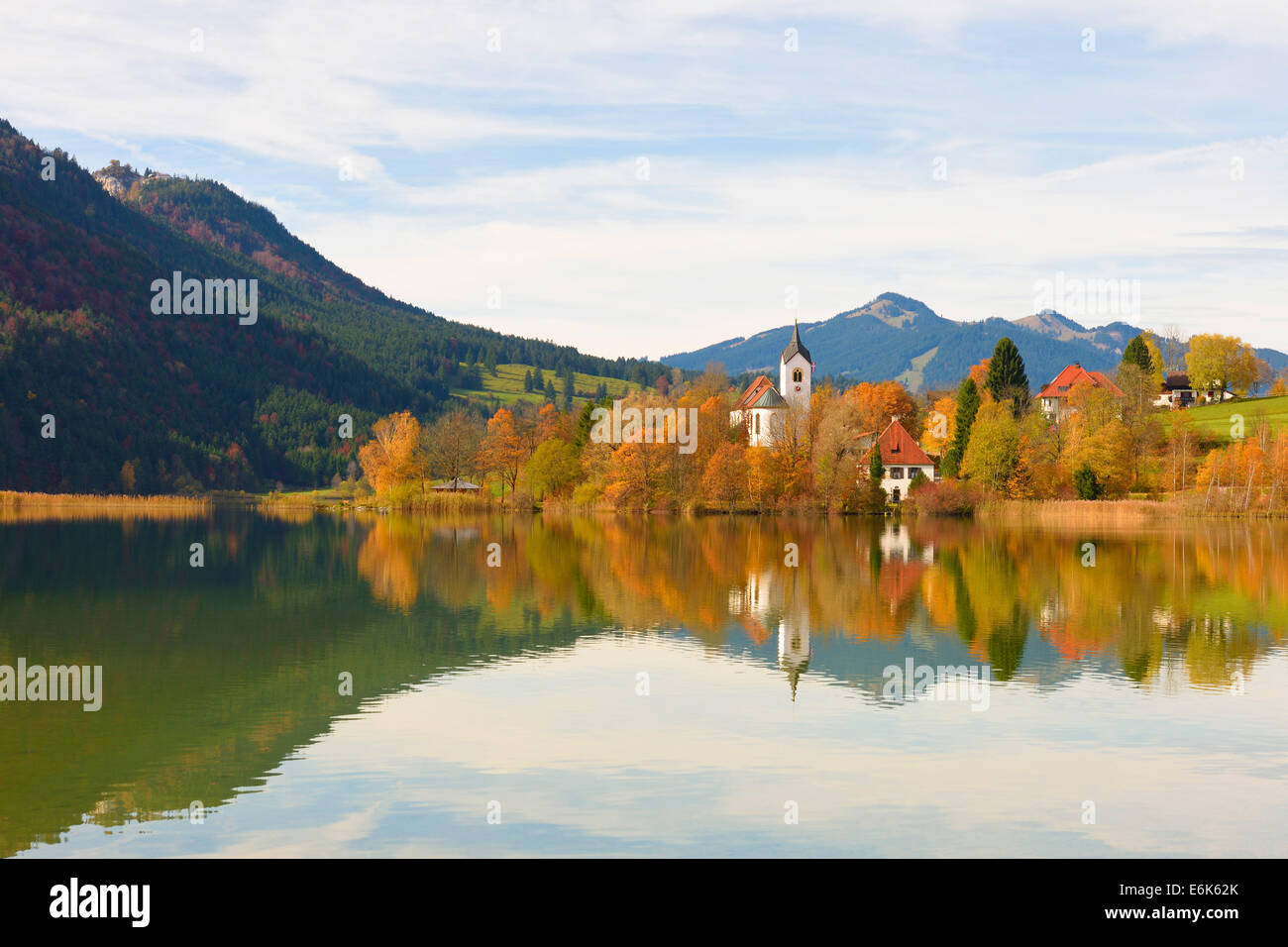 Weissensee district, Lake Weissensee, Füssen, Allgäu, Bavaria, Germany ...