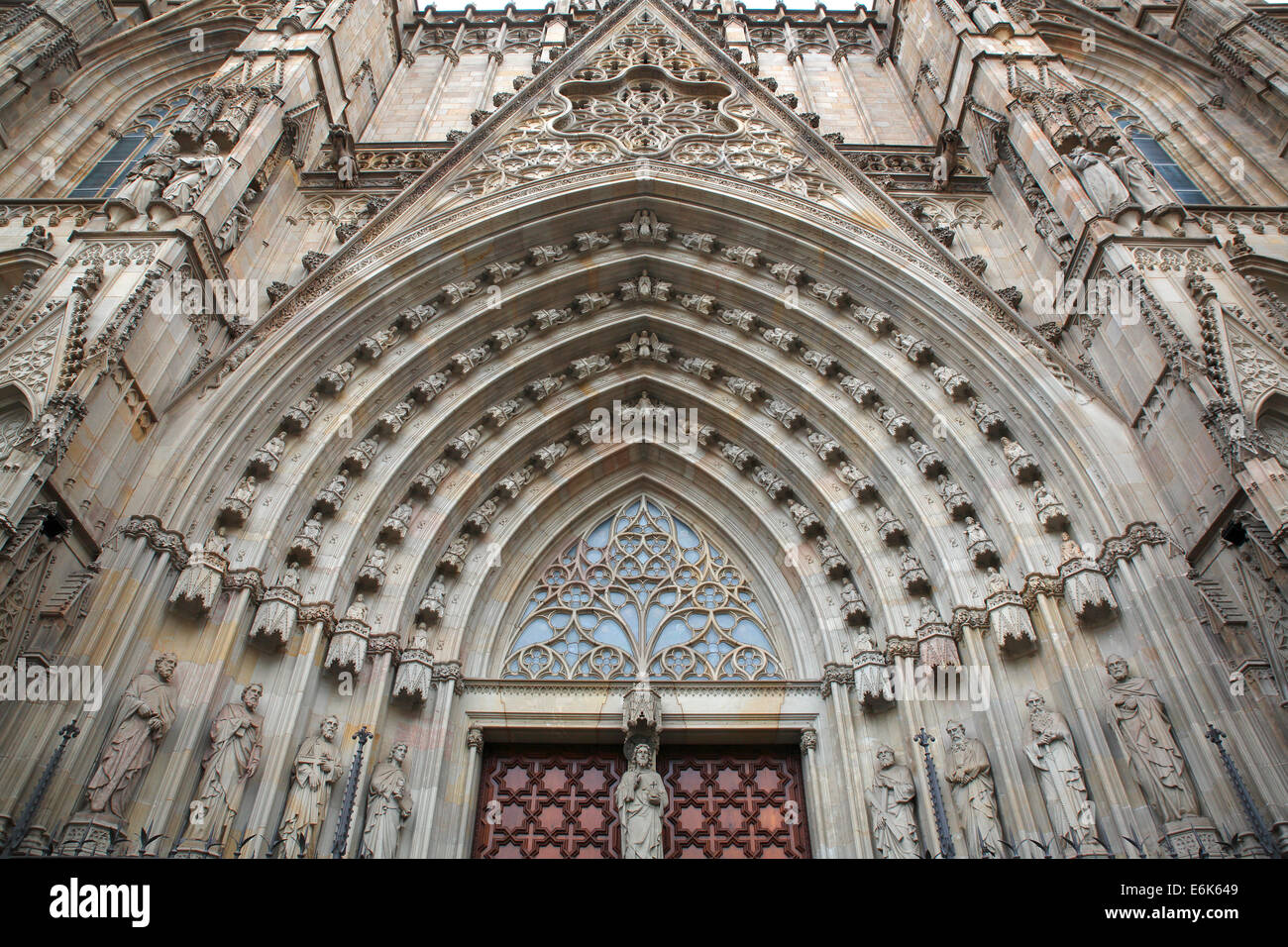 Barcelona Cathedral, main entrance to the Gothic Basilica La Catedral ...