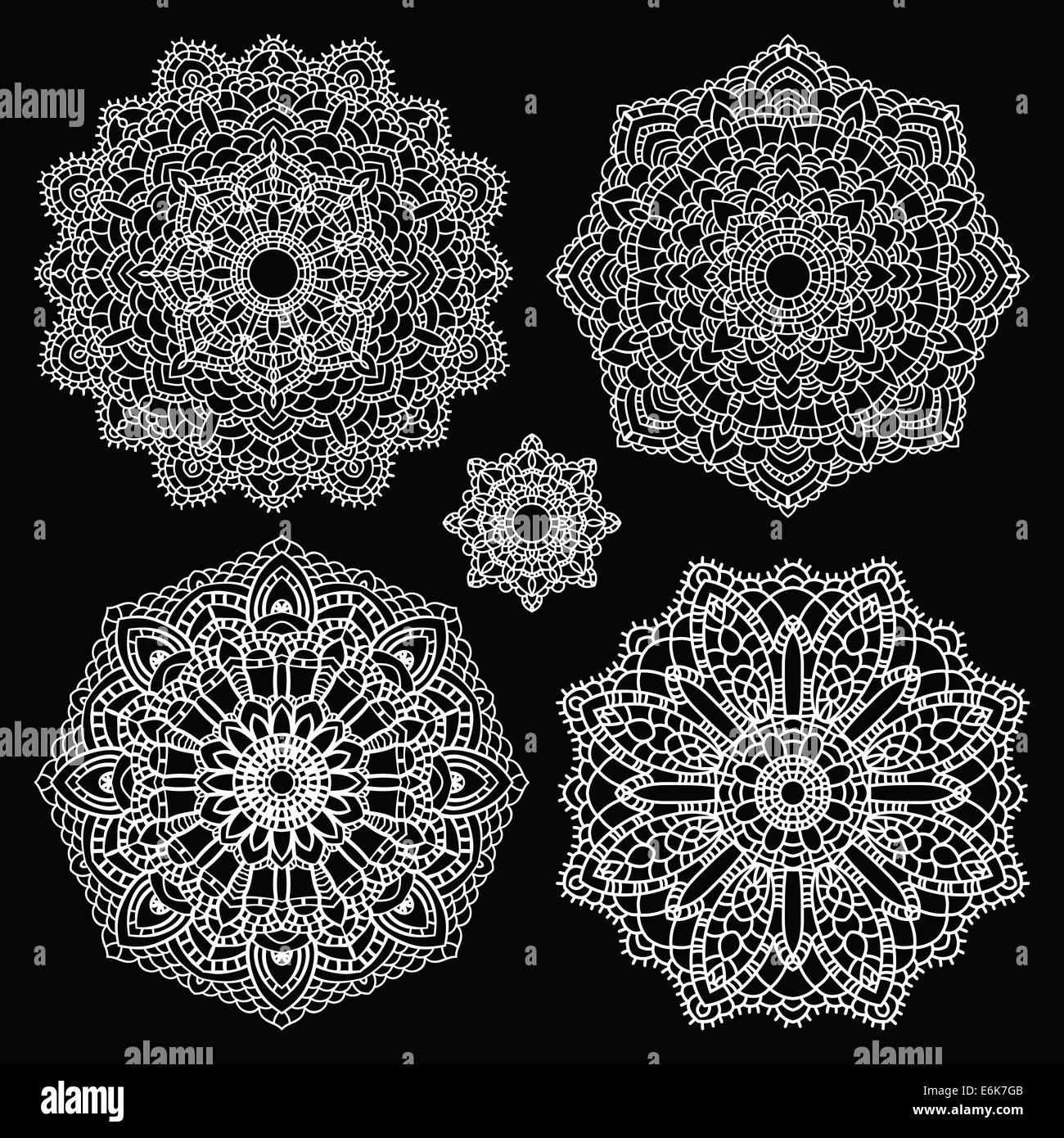 Round lace pattern set. Mandala Stock Photo - Alamy