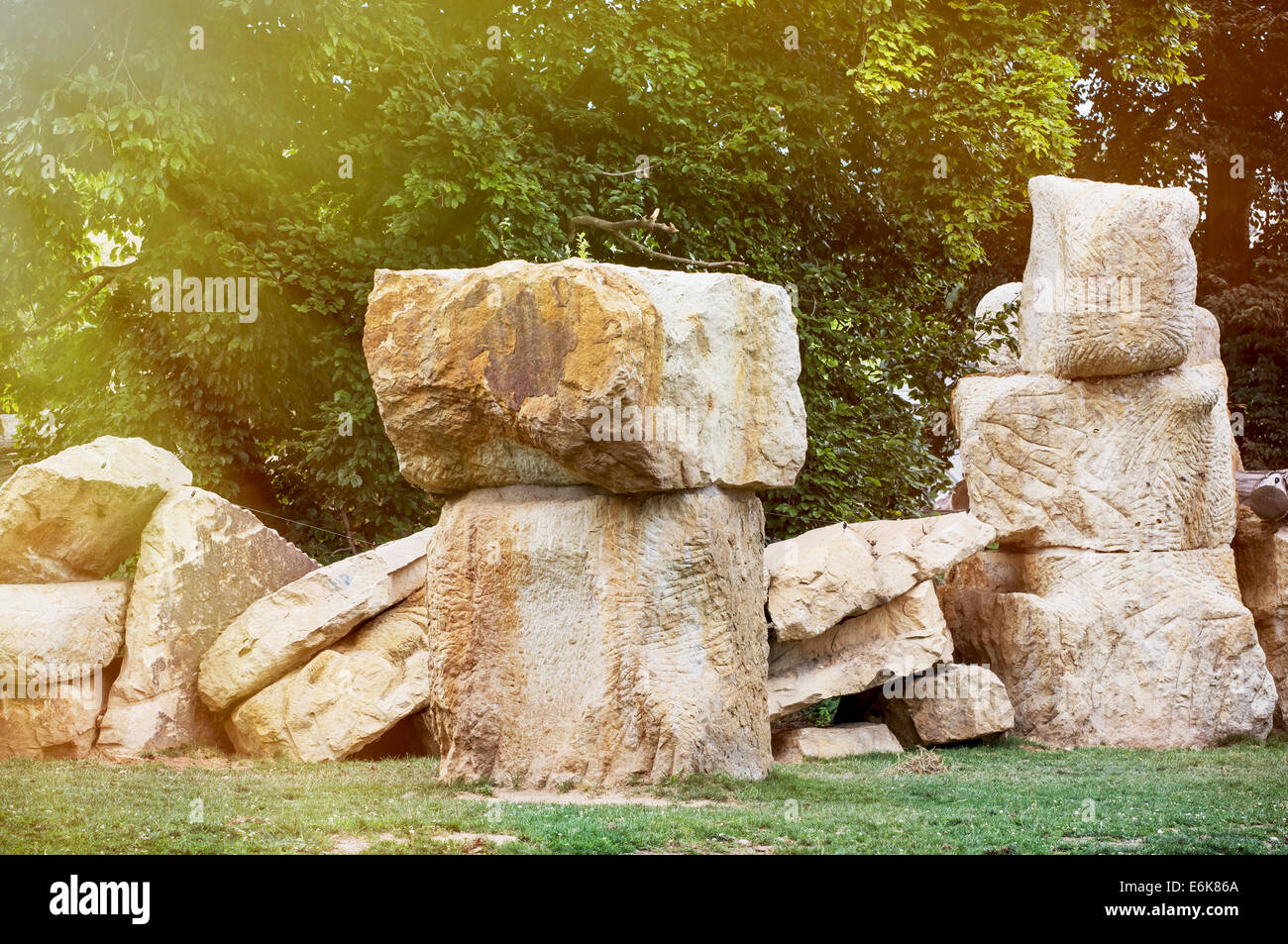 Large stone blocks in sunset Stock Photo - Alamy