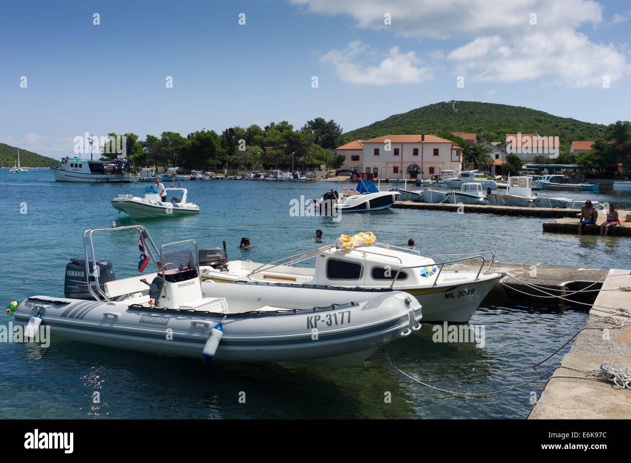 Ilovik town harbour, Ilovik Island, Croatia Stock Photo - Alamy
