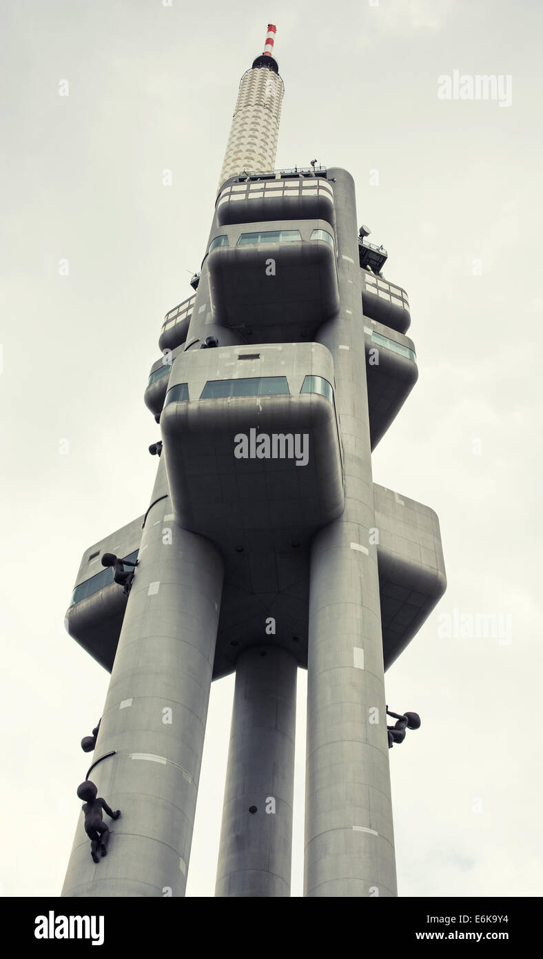 Zizkov television tower in Prague, Czech republic, central Europe Stock ...