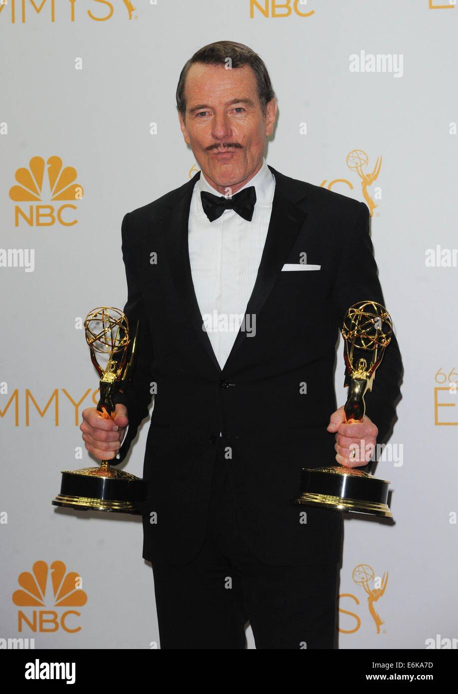 Los Angeles, CA, USA. 25th Aug, 2014. Bryan Cranston in the press room ...