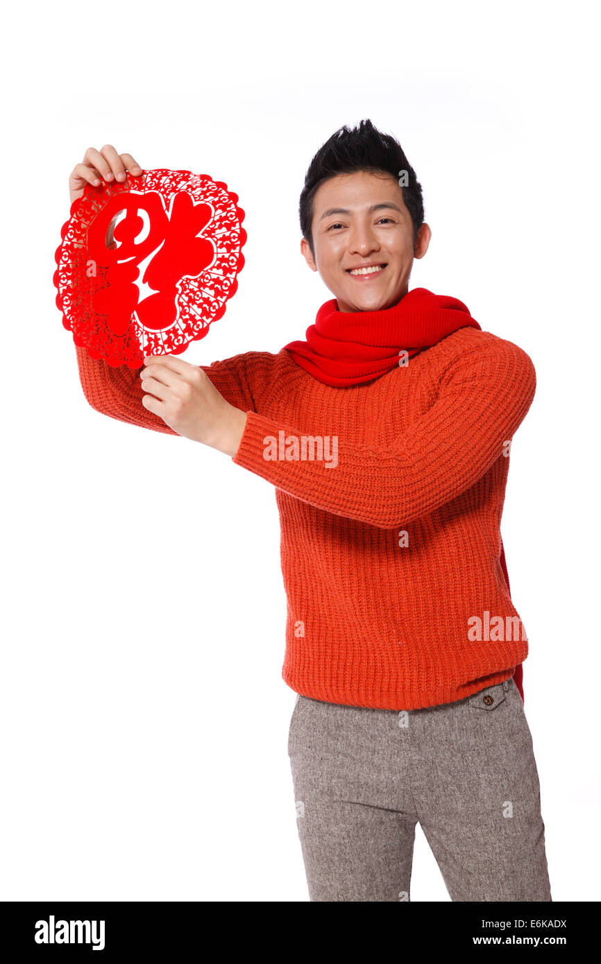 Cheerful man red paper Cut Out Stock Images & Pictures - Alamy