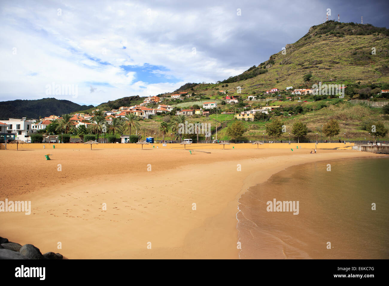 Yellow beach in Machico on Madeira Island, Portugal Stock Photo - Alamy