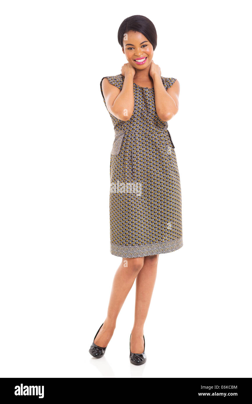 beautiful African woman full length portrait on white Stock Photo - Alamy