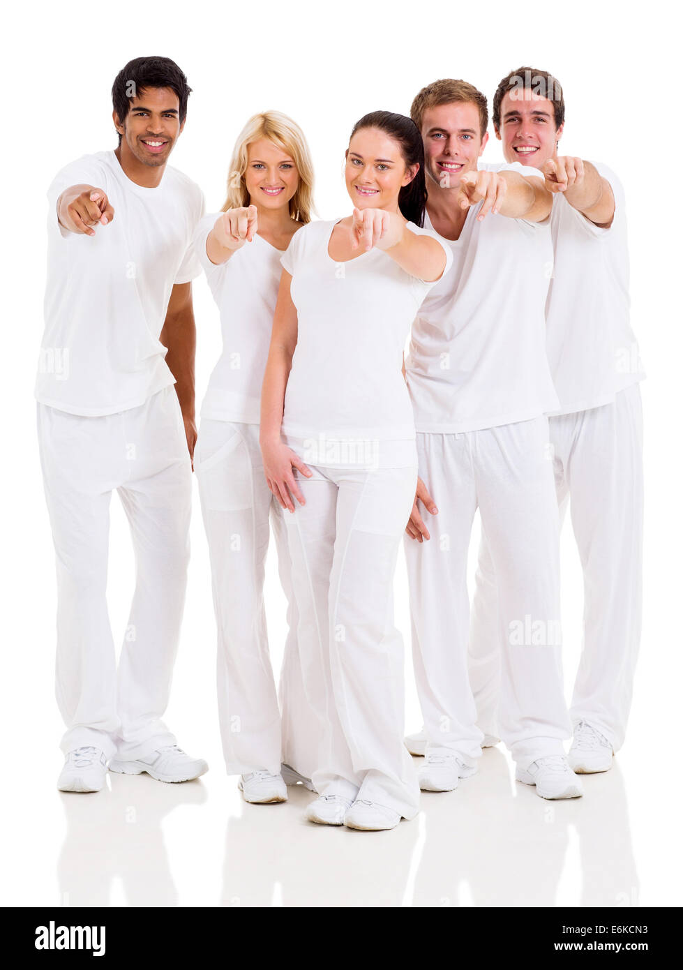 Portrait smiling group women pointing hi-res stock photography and ...