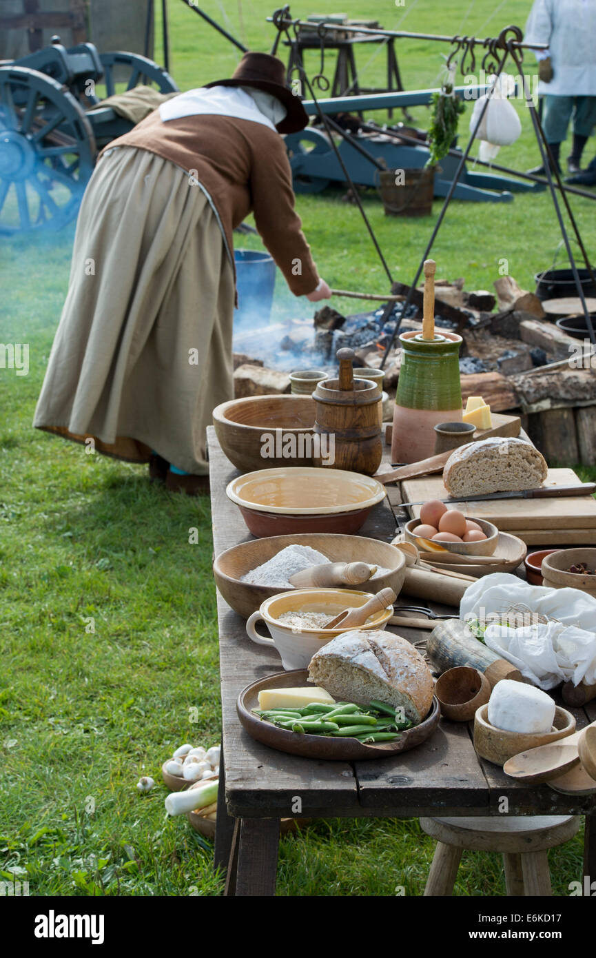 English civil war Kitchen at a historical re enactment. UK Stock Photo ...