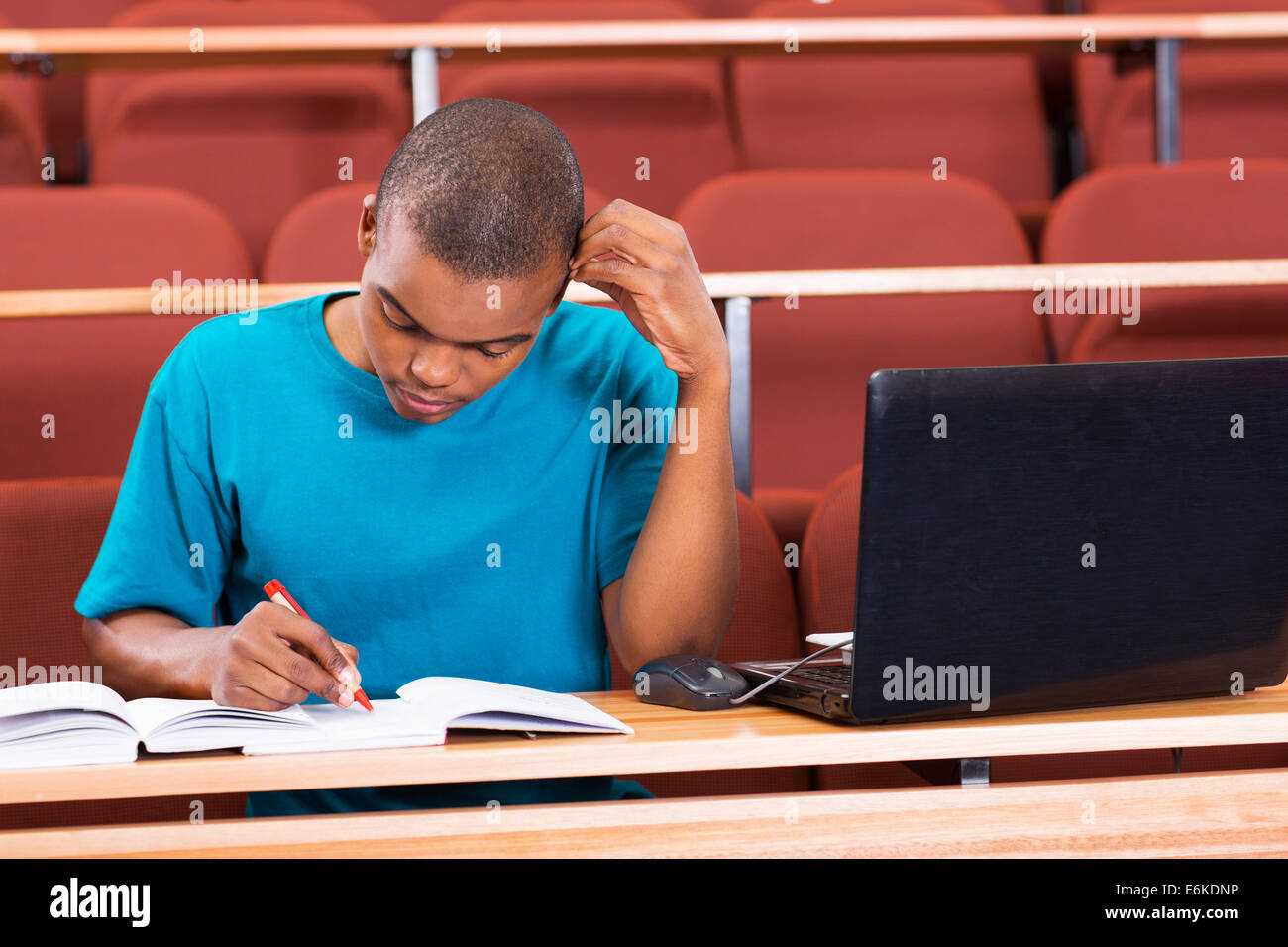 young African American college student studying in lecture hall Stock ...