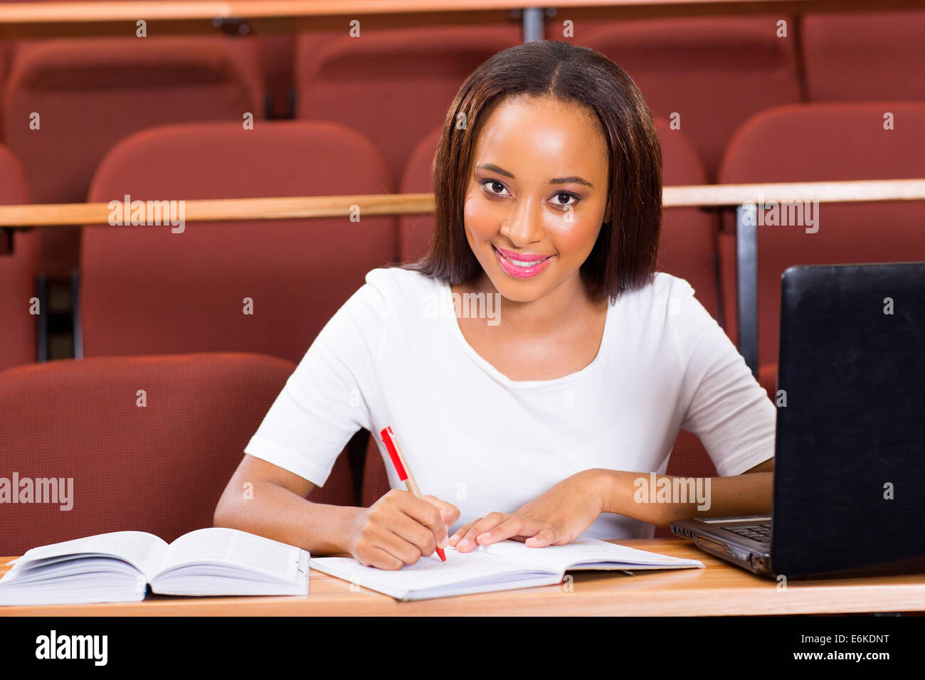 Happy College Student Studying