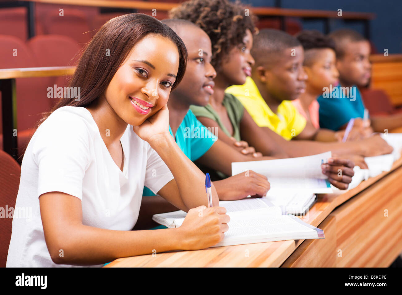 group of African American university students in lecture room during a ...