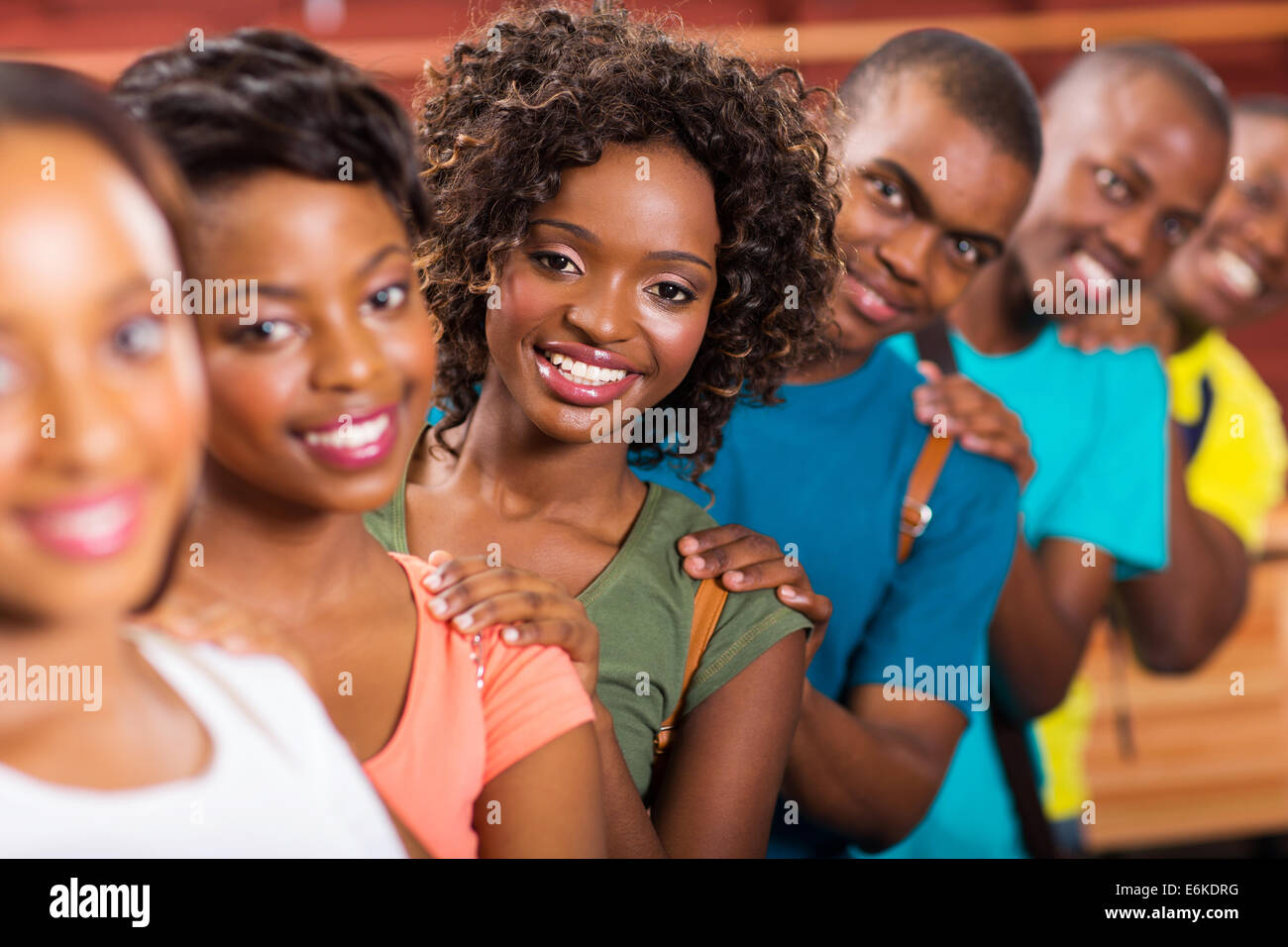 group of cute African college students line up Stock Photo - Alamy