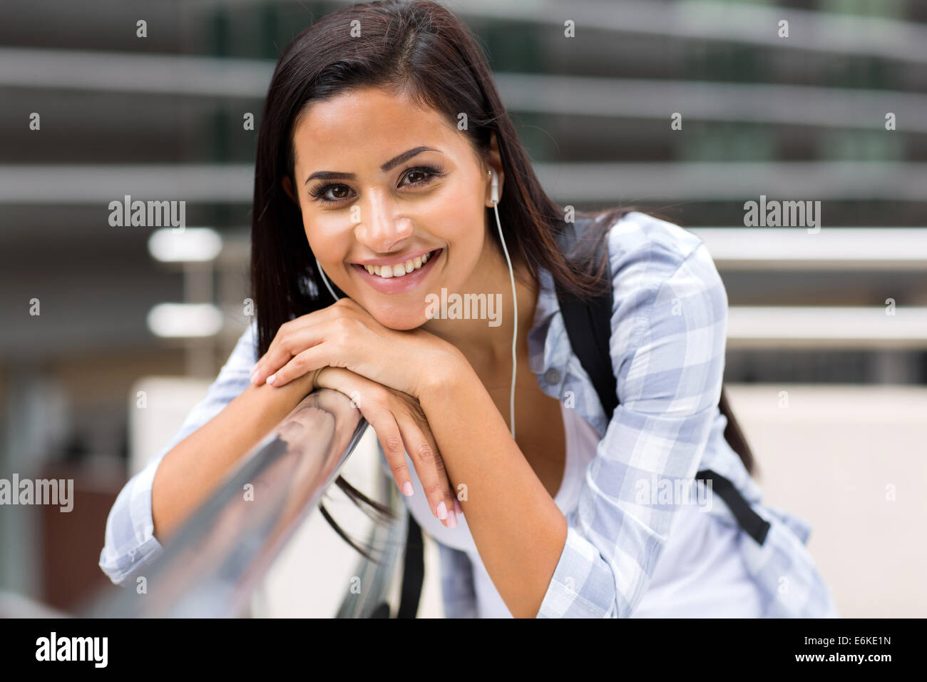 smiling female university student on campus Stock Photo - Alamy