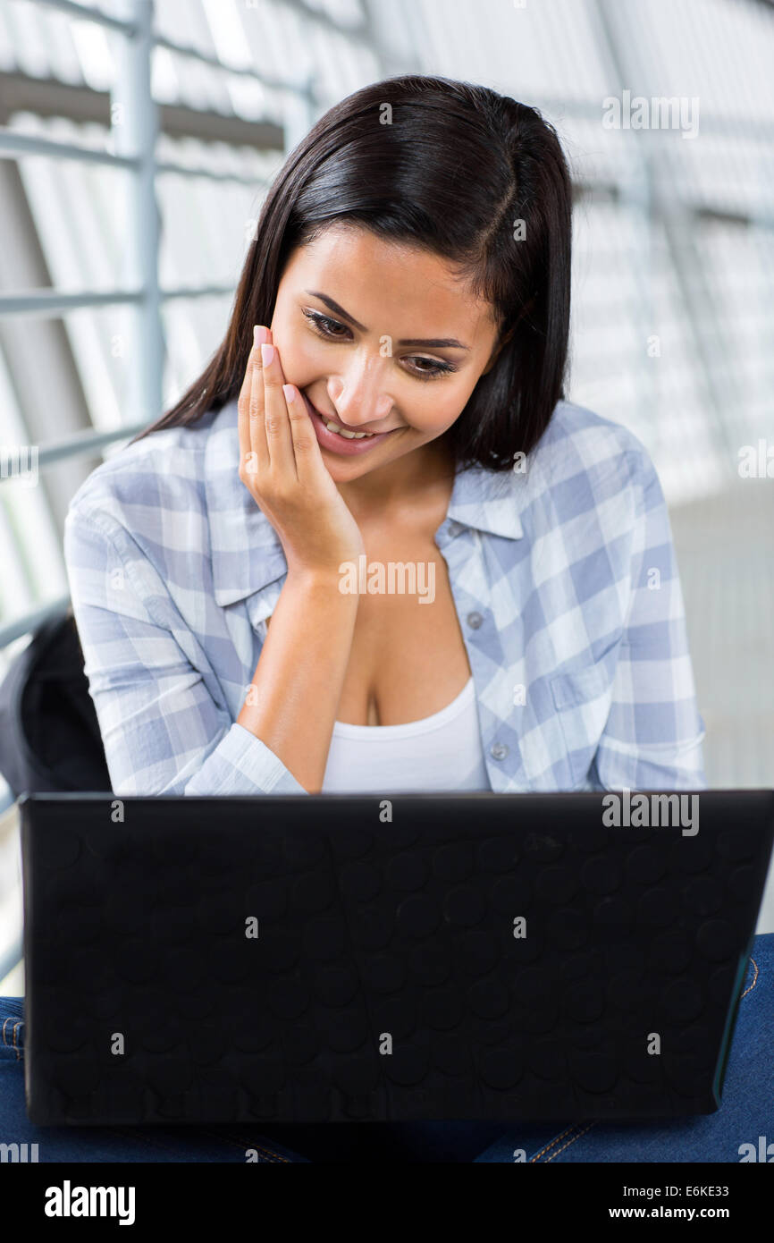 happy young woman using computer Stock Photo - Alamy