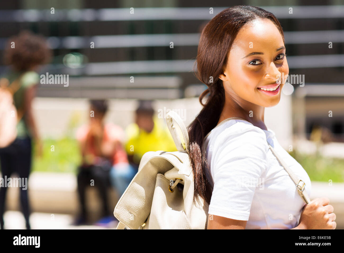 beautiful female African American university student outdoors Stock ...