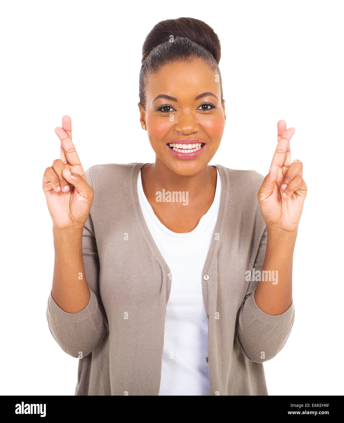 Girl with fingers crossed hi-res stock photography and images - Alamy