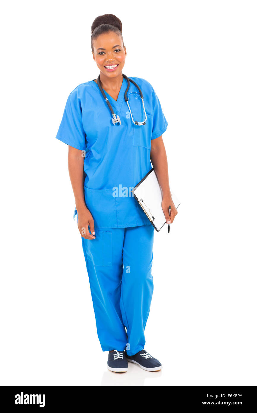 portrait of young African nurse isolated on white background Stock ...