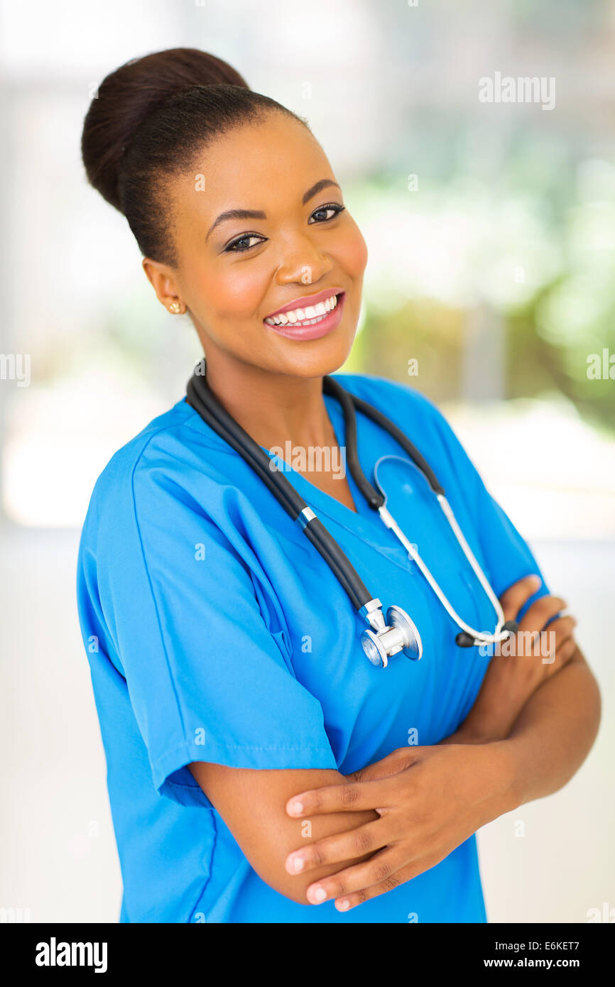 beautiful afro American female medical intern in modern office Stock ...
