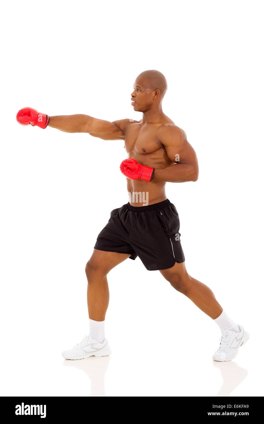 side view of African American man boxing Stock Photo - Alamy