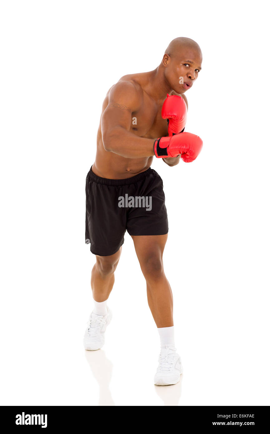 strong African man boxer with red gloves Stock Photo - Alamy
