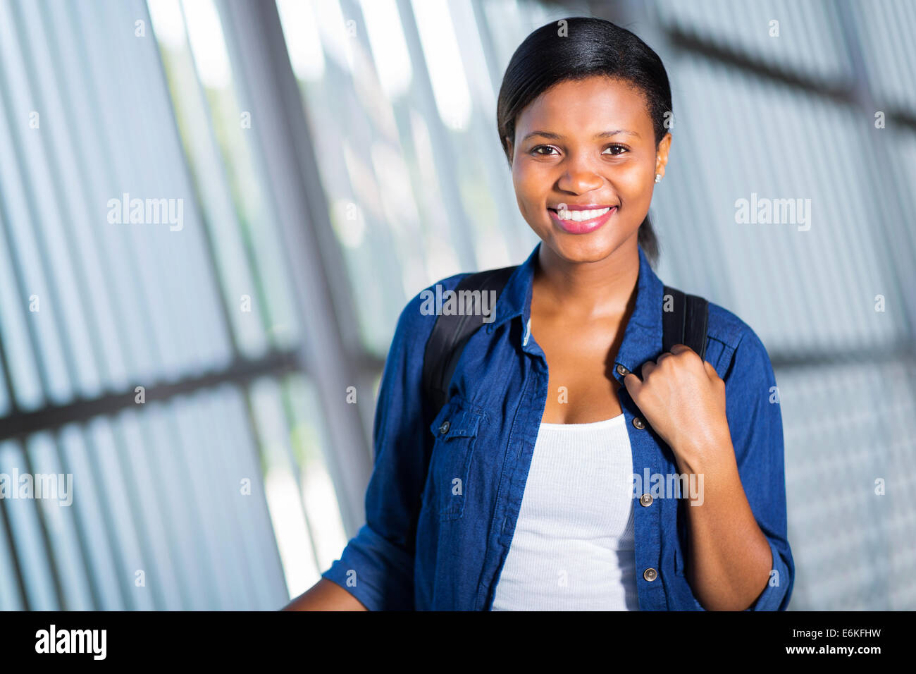 cute African college student looking at the camera Stock Photo - Alamy