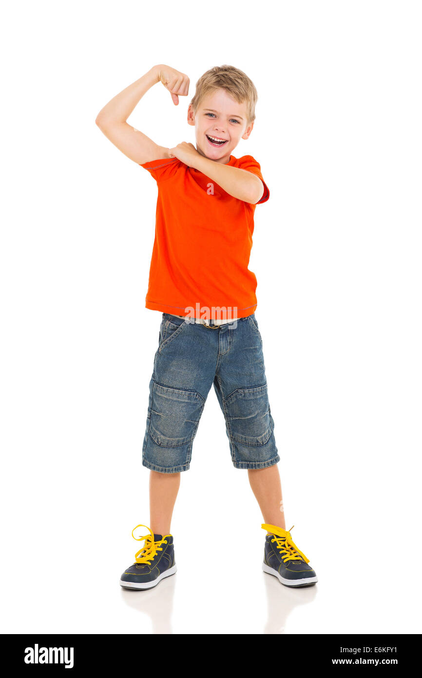 Boy flexing biceps hi-res stock photography and images - Alamy