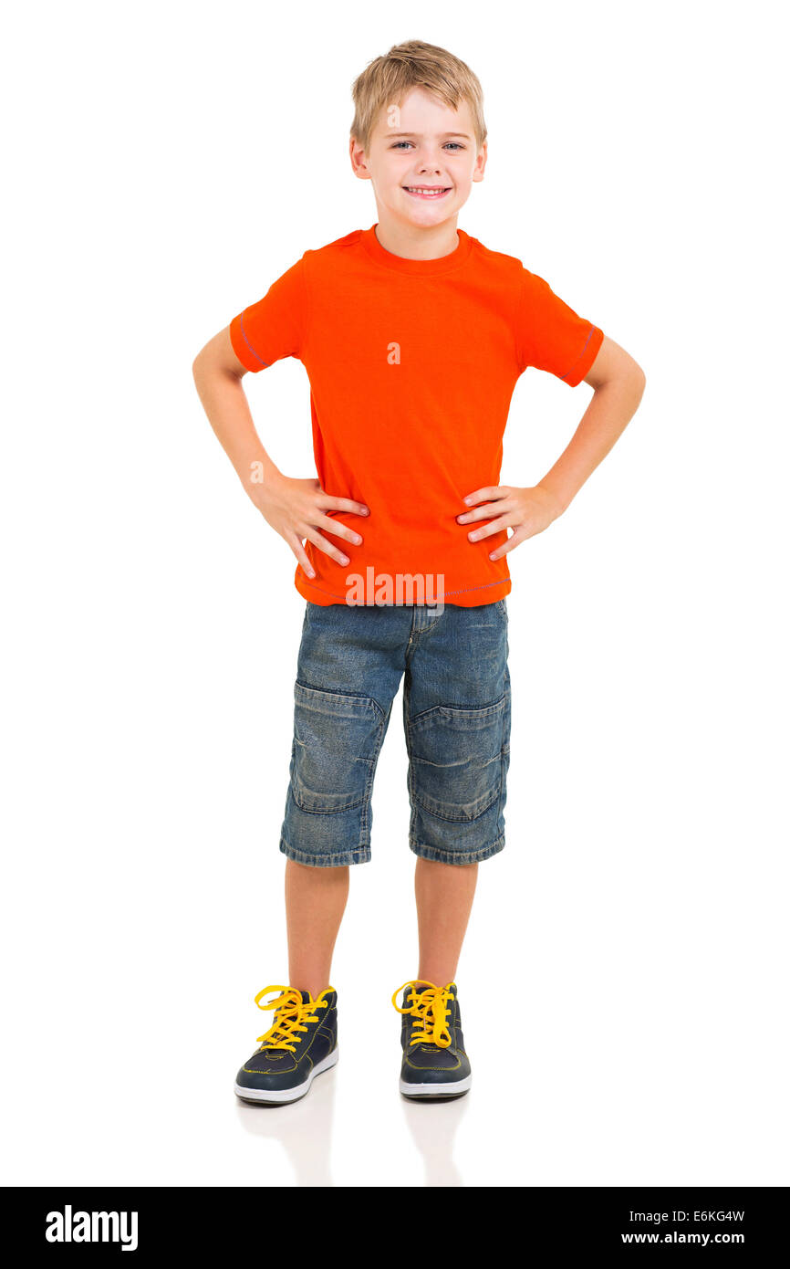 full length portrait of cute boy isolated on white background Stock ...