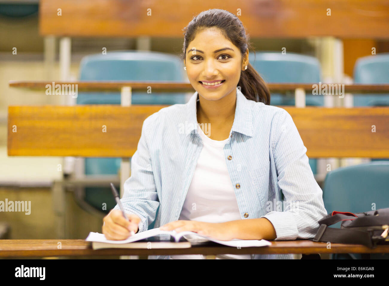 pretty Indian female university student in lecture hall Stock Photo - Alamy