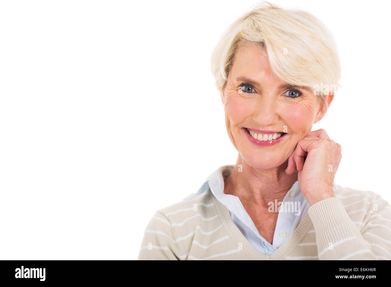 portrait of pretty senior woman isolated on white Stock Photo - Alamy