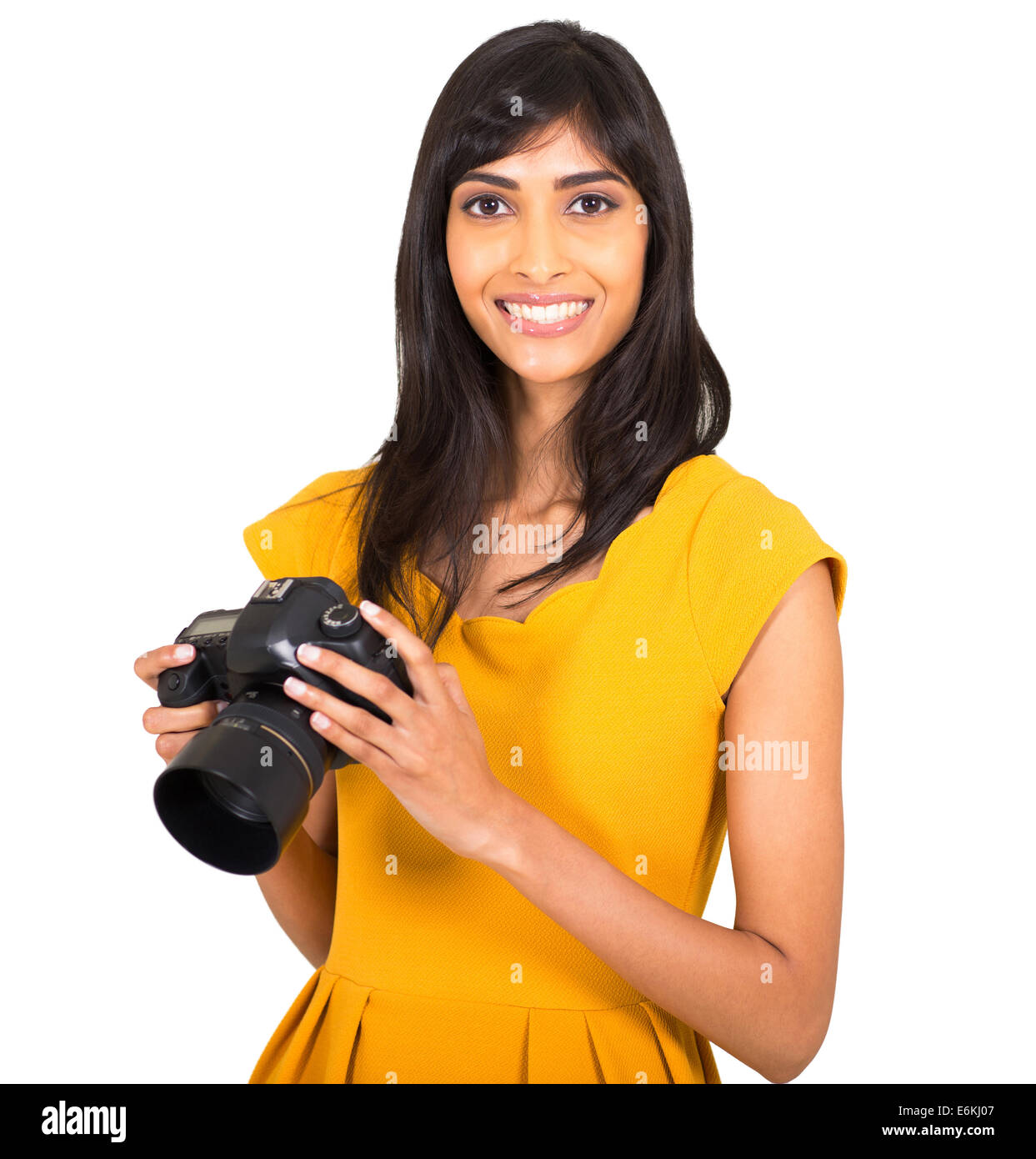 Indian ethnicity female young adult looking at camera smile hi-res ...