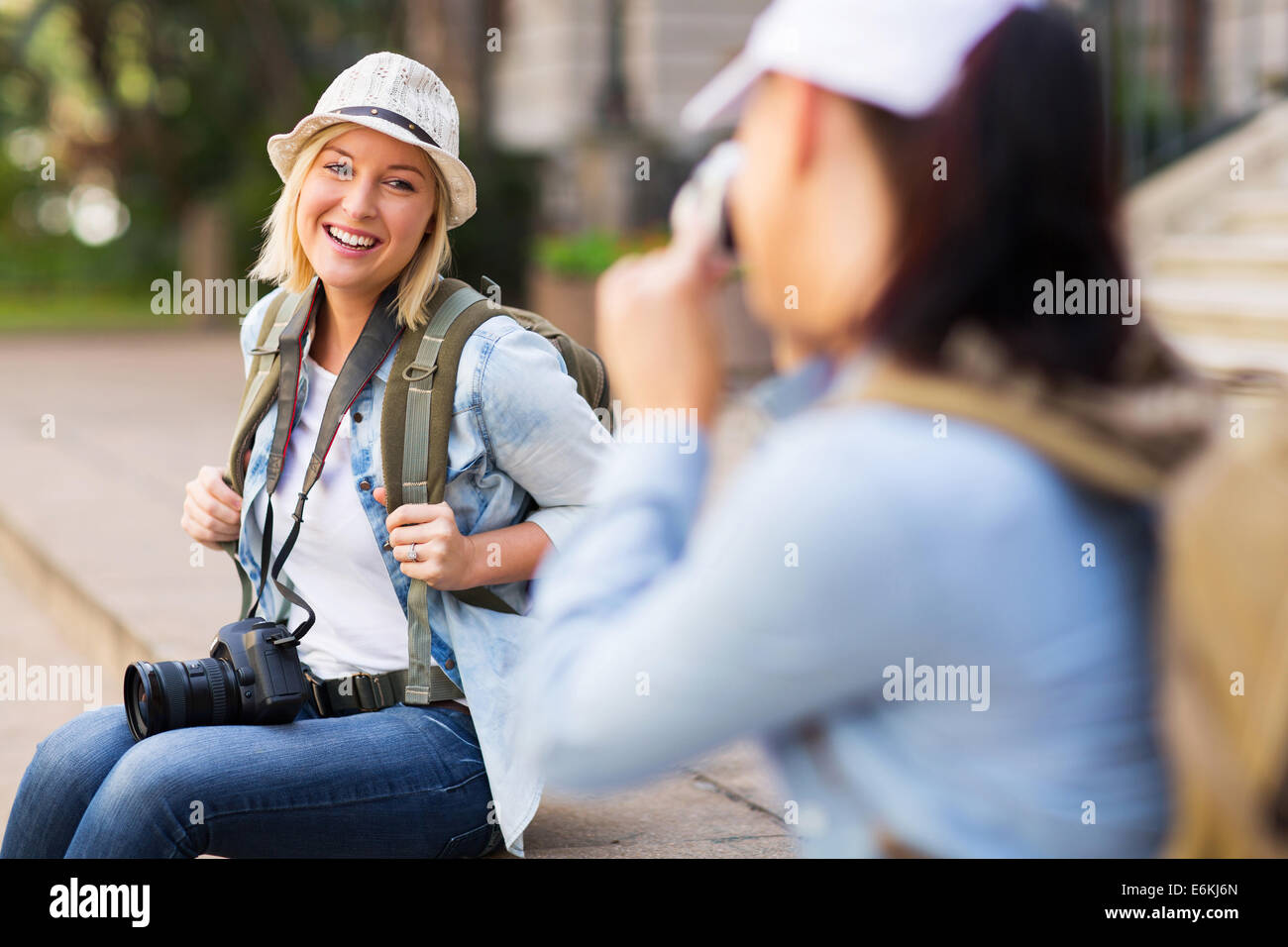 Tourist posing for photo hi-res stock photography and images - Alamy